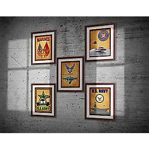Military 5 Pack Patriotic Tribute to All 5 Branches - Wall Art - 8" X 10" - Unframed - Makes People Stop in Respect (Military 5 Pack 8" X 10")