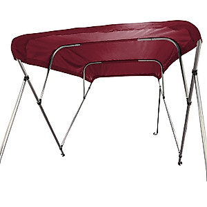 SavvyCraft 4 Bow Bimini Top Boat Cover Burgundy 4 Bow 96" L 54" H 97"- 103" W W/Boot & Rear Poles