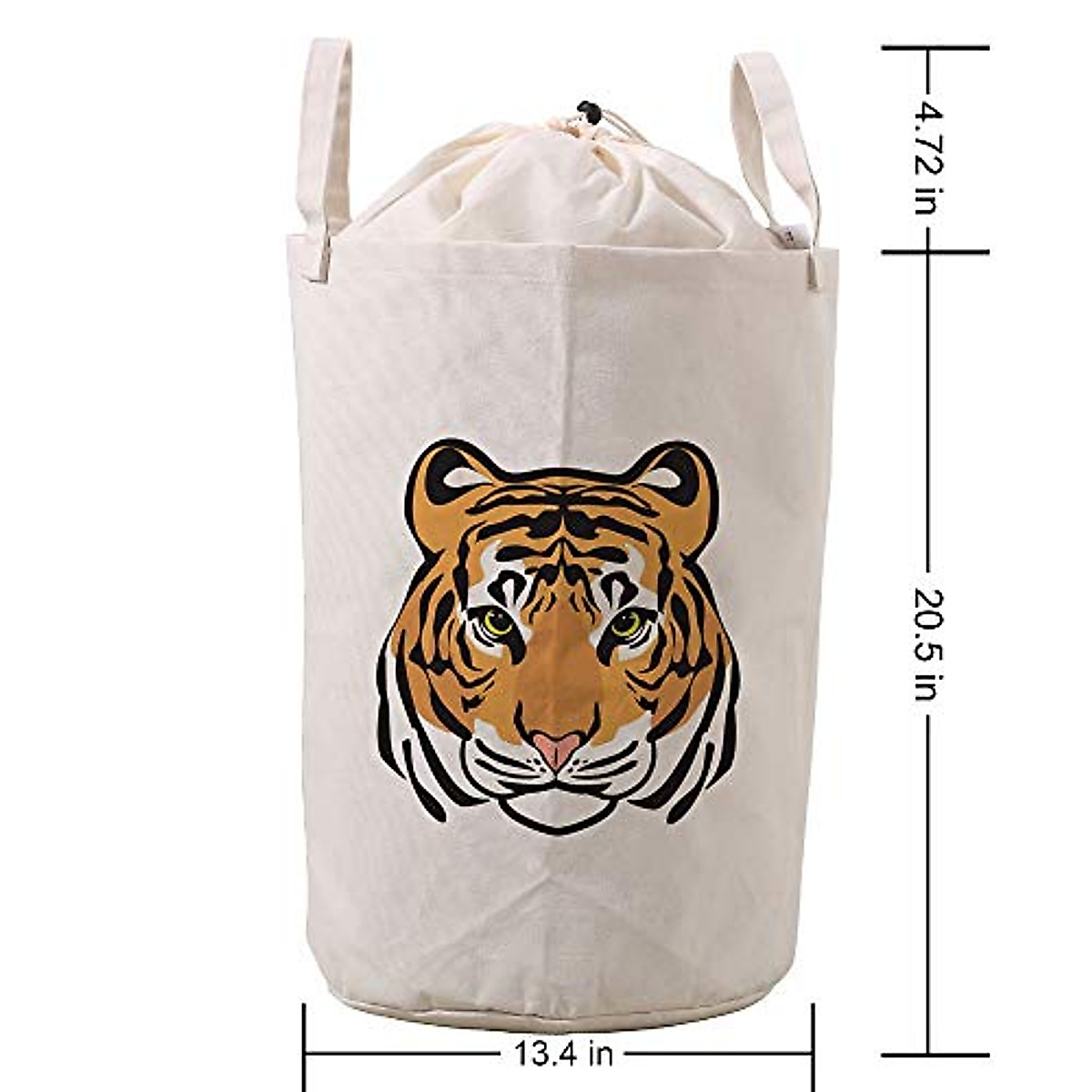 LifeCustomize Large Laundry Basket Hamper Tiger Face Collapsible Drawstring Clothing Storage Baskets Nursery Baby Toy Organizer