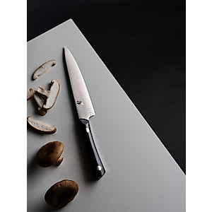 Shun Narukami 6" Utility, Handcrafted Japanese Kitchen Knife Blue II Carbon Steel Core & San Mai Stainless Steel Cladding, Micarta Handle, Precision & Sharpness for Professional and Home Chefs