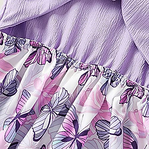 Toddler Girls Dress Butterfly Print Ruffle Sleeveless Baby Girl Dresses (Sister-Backless Dress, 2-3 Year)