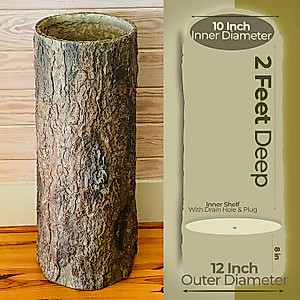 Country Corner 🌳 Woodland Country Rustic Tree Stump Garbage Bin. Unique Realistic Log Trash Can.
