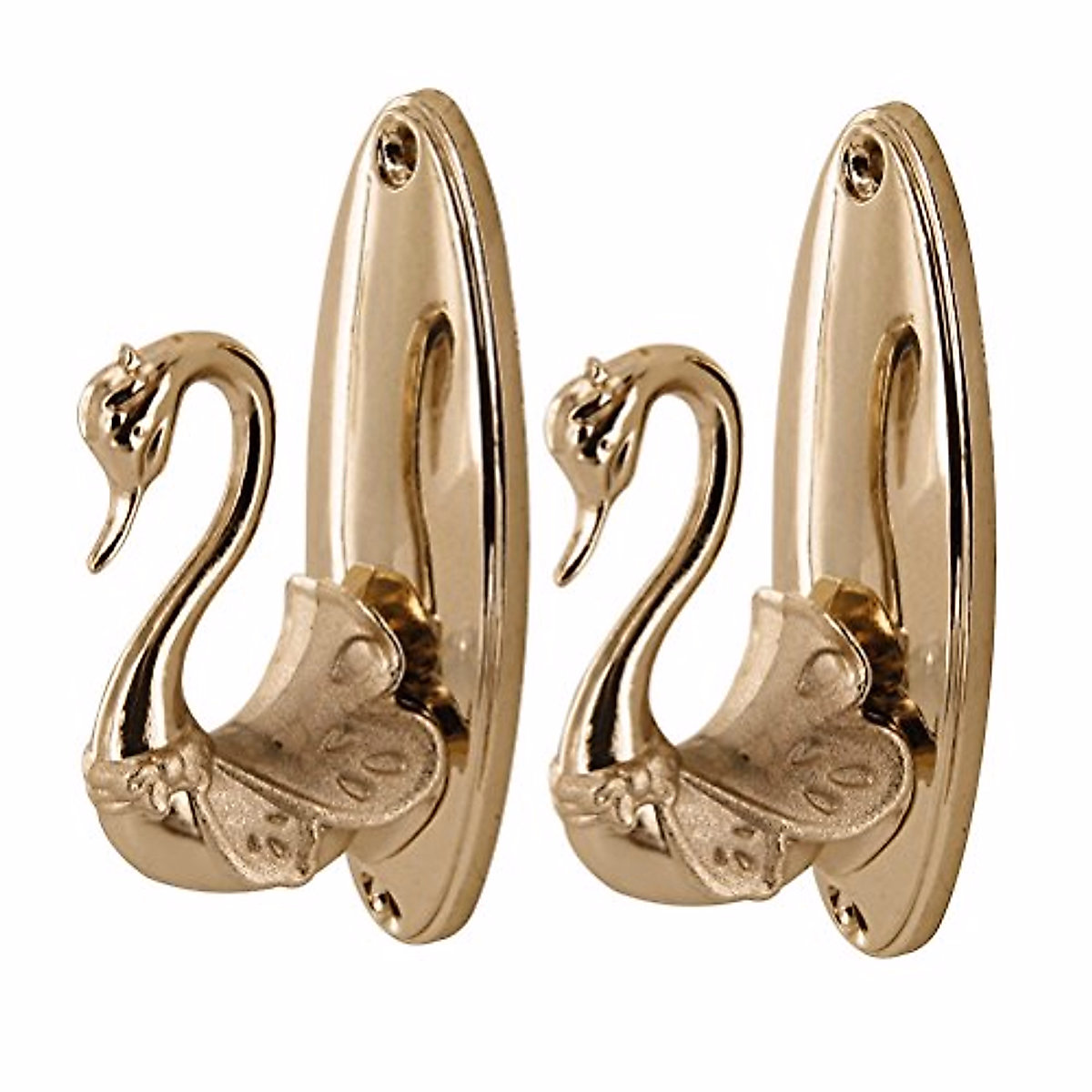 OULII Metal Wall Hook Curtain Drapery Holdbacks Coat Hat Hook Set of 2 (Golden Swan)