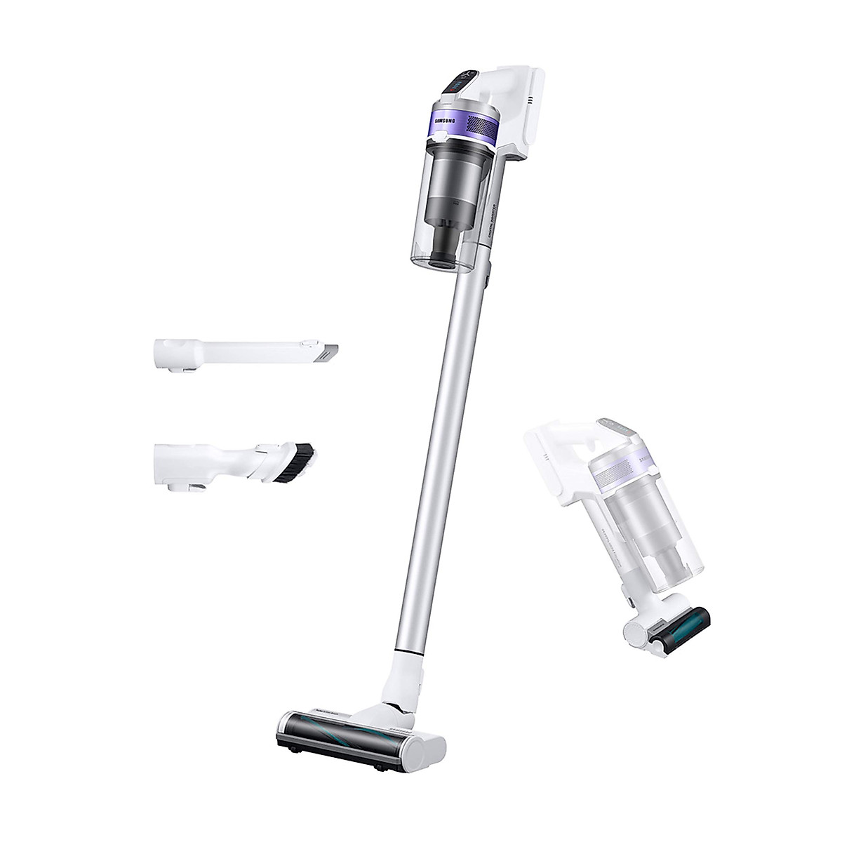 Samsung Jet 70 Pet Cordless Stick Vacuum Long Lasting Battery and 150 Air Watt Suction Power, Complete with Mini Motorized Tool, Violet