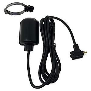 PumpSpy Sump Pump Tethered Universal Float Switch Replacement with Piggyback Plug for Sewage, Reliable Water Level Performance - 10 foot cord
