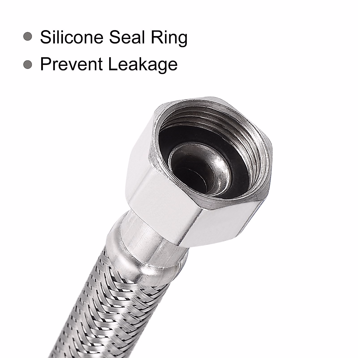 uxcell 12 Inch Long Faucet Supply Line Connector, 2pcs G3/8 Female Compression Thread x G3/8 Male Connector Straight Thread 304 Stainless Steel Water Supply Hose Line