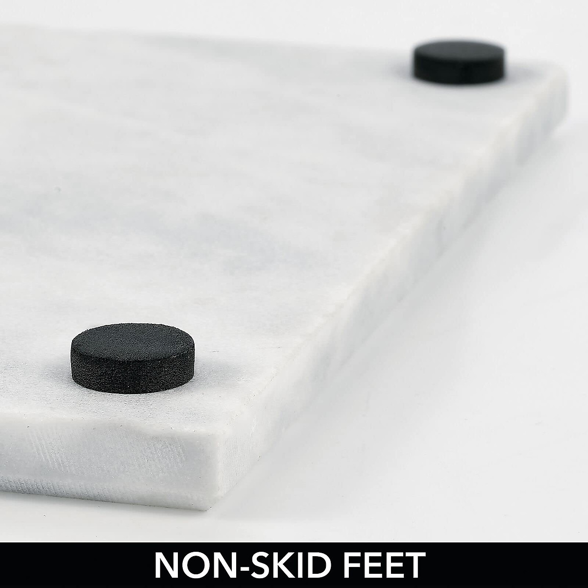 mDesign Small Slab Stone Kitchen Countertop Pastry Cutting Board, Serving Tray for Bread, Breakfast, Snacks, Cheese, Pizza, Appetizers - Use for Chopping, Cooking, Baking, Cooling - Marble