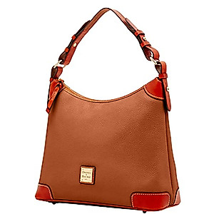 Dooney & Bourke Women's Hobo Shoulder Bag in Pebble Grain Leather, Large Handbag with Adjustable Shoulder Strap, Caramel