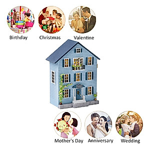 DIY Miniature Wooden Dollhouse Furniture Kit,Mini Handmade Doll House with LED,1:24 Scale Creative Woodcrafts Toys for Adult Friend Lover Birthday Gift (MoLan House)