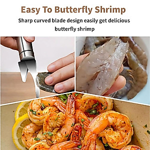 ADORAMBLING Shrimp Deveiner Tool and Peeler Set Multifunctional Shrimp Deveining Tool Efficient Shrimp Peeler and Deveiner Tool Portable Shrimp Cleaner Shrimp Knife for Easy Shrimp Deveining