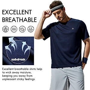 Haimont Men's Shirts Short Sleeve Dry Fit Moisture Wicking Workout Gym Tees, Mesh Performance T-Shirts, Navy, XXL