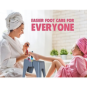 Skywin Shower Shaving Foot Rest - Plastic Shower Stool for Shaving Legs, 3 Pockets Hold Shaving Essentials, 9.27 x 7 x 10 inches (Grey)