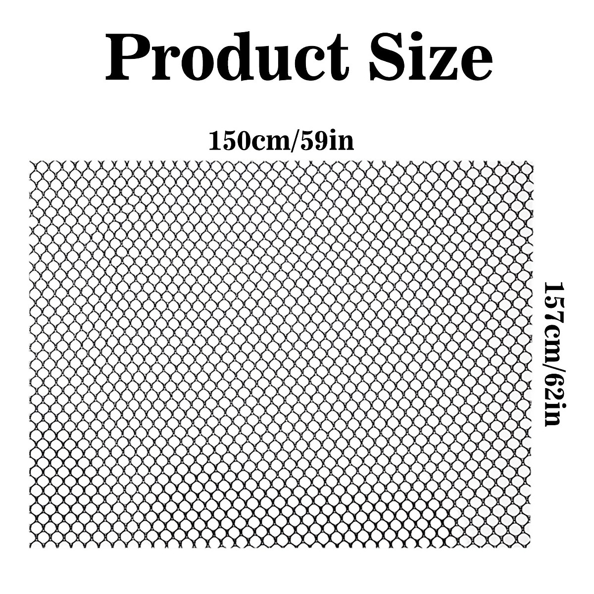 62 x 59 Inch Black Mesh Fabric Slightly Stretchy for Sewing Projects, Shopping Bag, Backpack Pocket and Straps and Netting Clothes