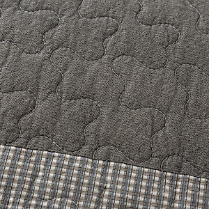 Soul & Lane Madrona 3-Piece Pieced Cotton Quilt Set - Queen Size with 2 Shams, Modern Masculine Quilted Bedspread in Brown and Gray, Contemporary Striped Bedding for Men's Bedroom