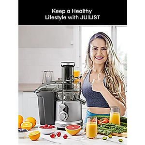 JUILIST Juicer Machines, 1000W Juicer Vegetable and Fruit with 3.2" Wider Mouth Food Chute, Easy to Clean, Large Power（1300W Peak）Juicer Extractor, 4S Fast Juicing & 2 Speeds Setting, Silver