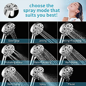 EAARSUO Handheld Shower Head with Filter, Hard Water Filter Shower Head with 9 Mode, High Pressure Filtering Shower Head, Water Softener Shower Head for Hard Water, Shower Envy Shower Heads (Chrome)