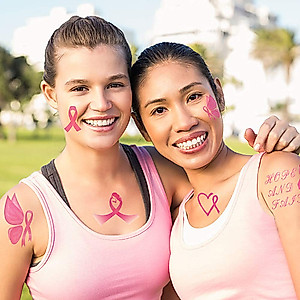 160 PCs Pink Ribbon Tattoos Breast Cancer Awareness Temporary Tattoos