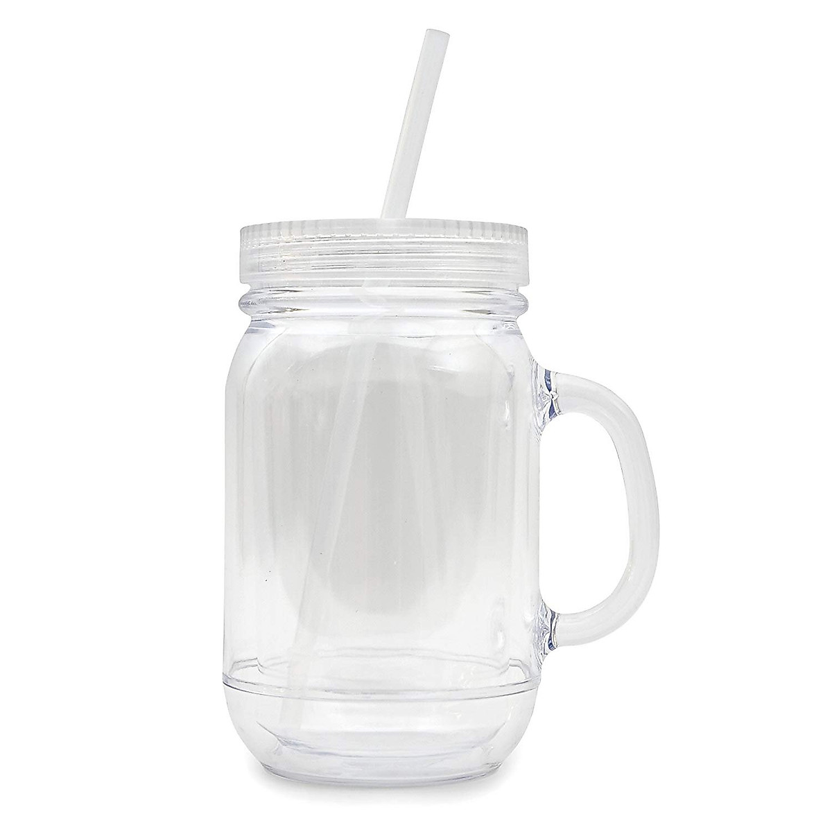 ImpecGear 20 Oz Mason Jar Doubled wall Acrylic Cup with Straw (Clear)