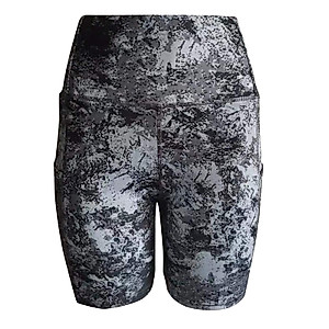 Bblulu High Waist Yoga Shorts for Women with Pockets Tummy Control Workout Biker Shorts 4 Way Stretch Leggings Tights