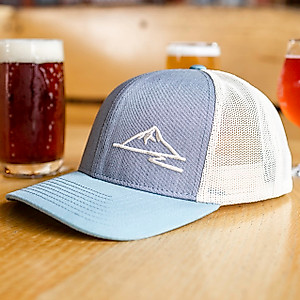44N, Snapback Trucker Hat, Mountain (Heather Grey/Smoke Blue/Beige)