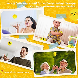 2.5 Inch Smile Face Stress Balls Bulk Happy Smile Stress Relief Balls Mini Funny Foam Balls Kids Smile Face Toys for Teens Adults Carnival Christmas Party Bag Fillers (Yellow,100 Pcs)