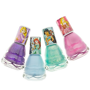 Townley Girl Disney Princess Non-Toxic Water-Based Peel-Off Quick Dry Nail Polish with Nail Separators|Gift Kit Set for Kids Girls|14 Pc Set - Perfect for Parties, Sleepovers and Makeovers