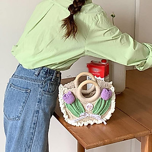 XBWEI Half Round Tulip Bag DIY Hand Knitting Bag Wool Crochet Knitting Bag