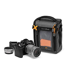Lowepro GearUp Creator Box Medium II, Mirrorless and DSLR Camera Bag, Camera Case with QuickDoor Access, Made with Recycled Fabric, Orange Padded Interior Dividers, Grey