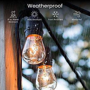 ClearMax 48 Feet Outdoor String Lights with 15 Hanging E26 Bulbs for Porch, Balcony, Backyard, Garden, or Patio Decor, Indoor Decorative Light for Cafe or Bistro Outdoor Lights, Patio Lights, Black