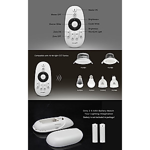 LGIDTECH FUT007 Mi.Light CCT WW+CW 4-Zone Remote Controller (Battery Not Included) for Milight/Miboxer Color Temperature Adjustable LED Lamps and LED Strip Light Controller FUT035 FUT036