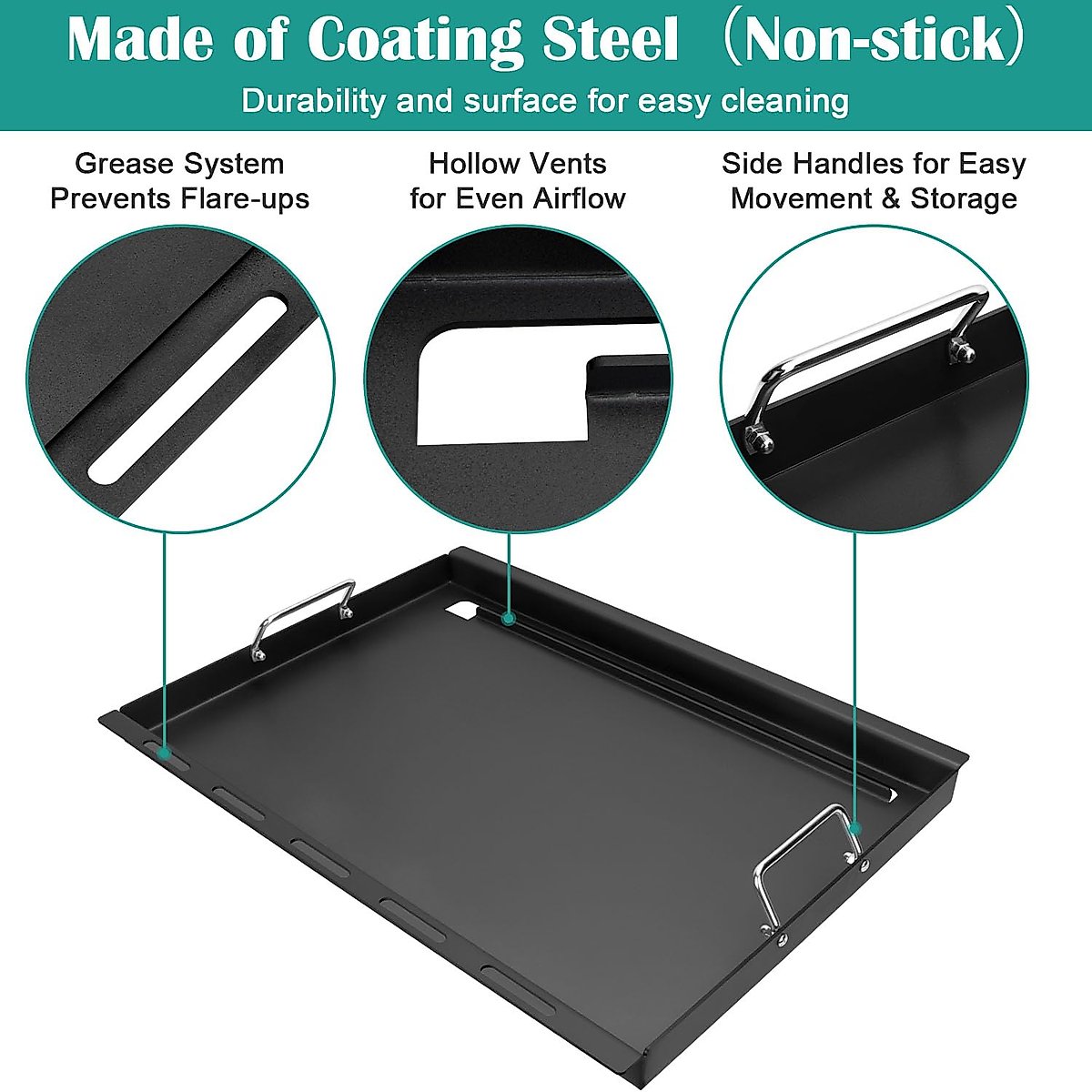 Full-Size Griddle Inserts for Weber Genesis 300 Gas Grill, Griddle for Weber Genesis 300 Series E-310 E-320 E-330 S-310 S-320 S-330 EP-310 EP-320 EP-330 CEP-310 CEP-330 Replace for Weber 7524 Grate*2