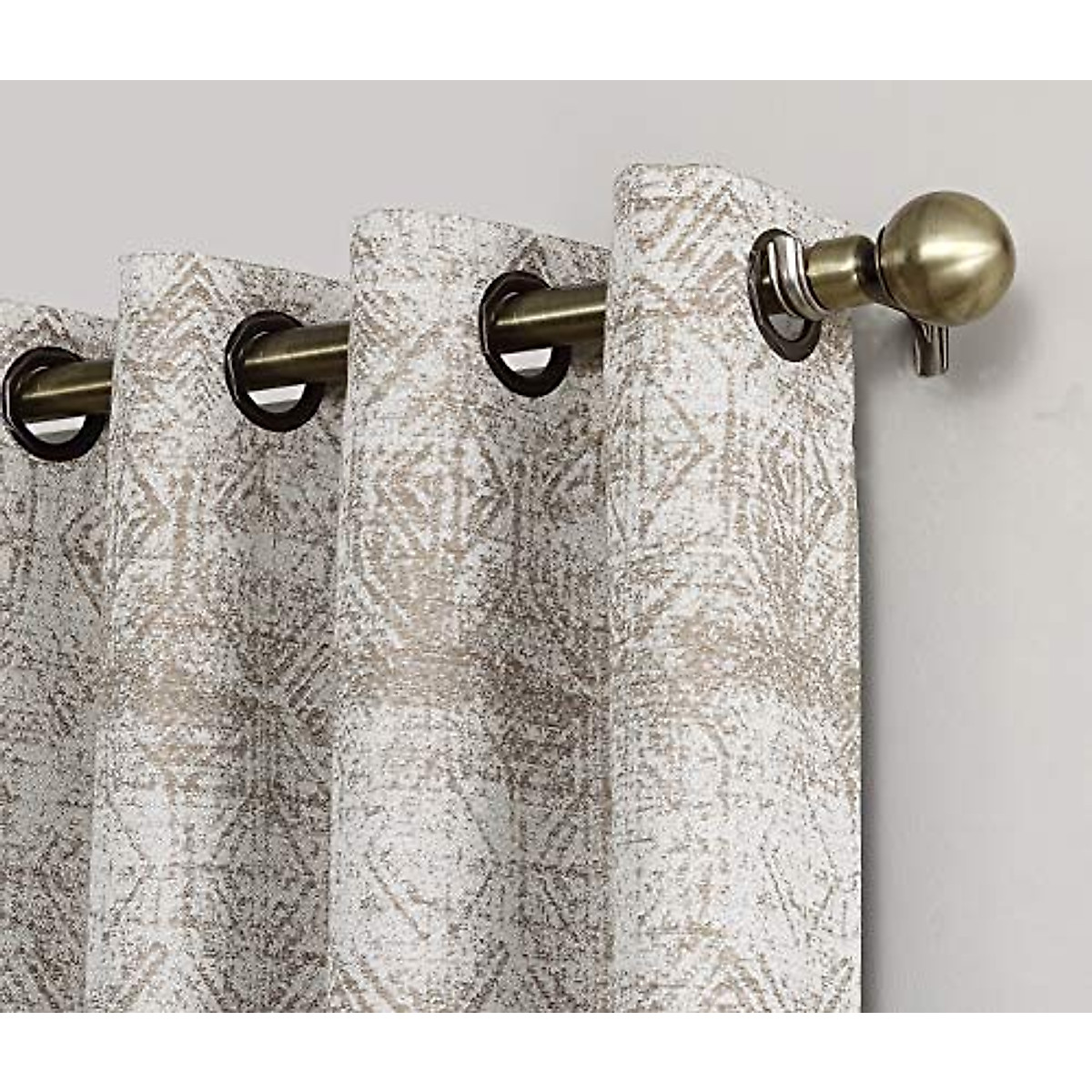 Sun Zero Darren Distressed Woven Jacquard Blackout Grommet Curtain Panel, 50" x 84", Camel