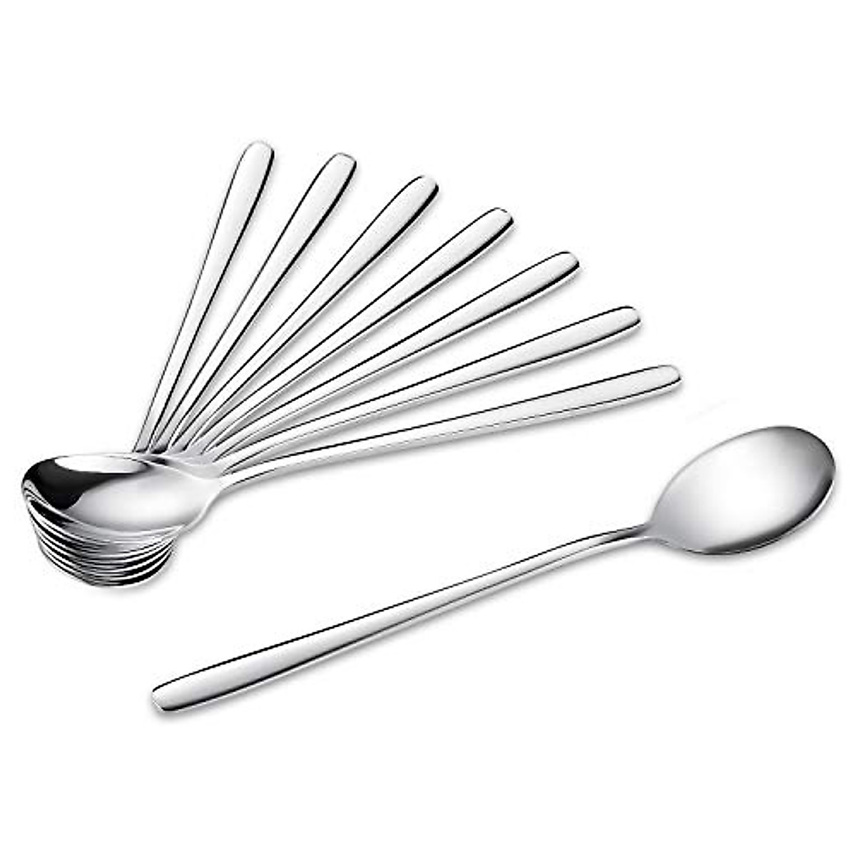 Spoons, Korean Soup Spoons,Stainless Steel Spoon with long Handle Set of 8