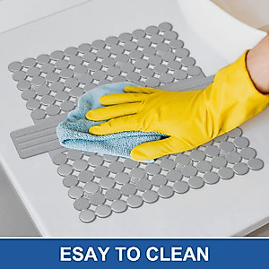 Yolife Kitchen Sink Saddle, PVC Sink Divider Mat with Strong Suction Cups, Durable, Easy to Clean, Odor-free - 9.5" x 12" (Grey)