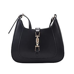 SUIYUAN Purses and Handbags Designer Leather Shoulder Crossbody Bags for Women Fashion Underarm (Color : Black, Size : 26cm-21cm-6cm)