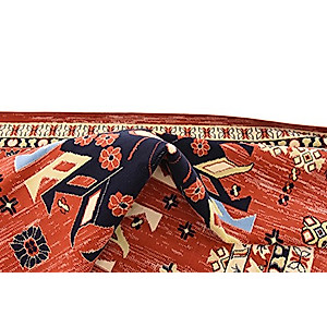 Unique Loom Taftan Collection Border Geometric Tribal Inspired Design Area Rug, 7 ft x 10 ft, Terracotta/Ivory