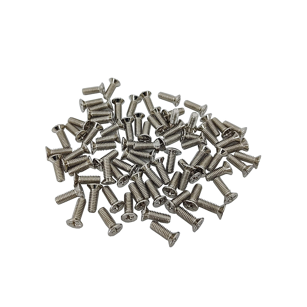 FixtureDisplays® 100PK M3 X 12mm Pitch 0.5mm - Phillips Flat Head Machine Screw (Countersunk) Carbon Steel Nickel Plated Cross Recessed 302005-NPF