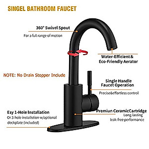 BESy Modern Single Handle Wet Bar Sink Faucet,Single Hole Bathroom Kitchen Faucet,Rv Small Bathroom Sink Faucet with 6 Inch Cover Plate,Bar Vanity Faucet,Stainless Steel/Matte Black(1 & 3 Hole)