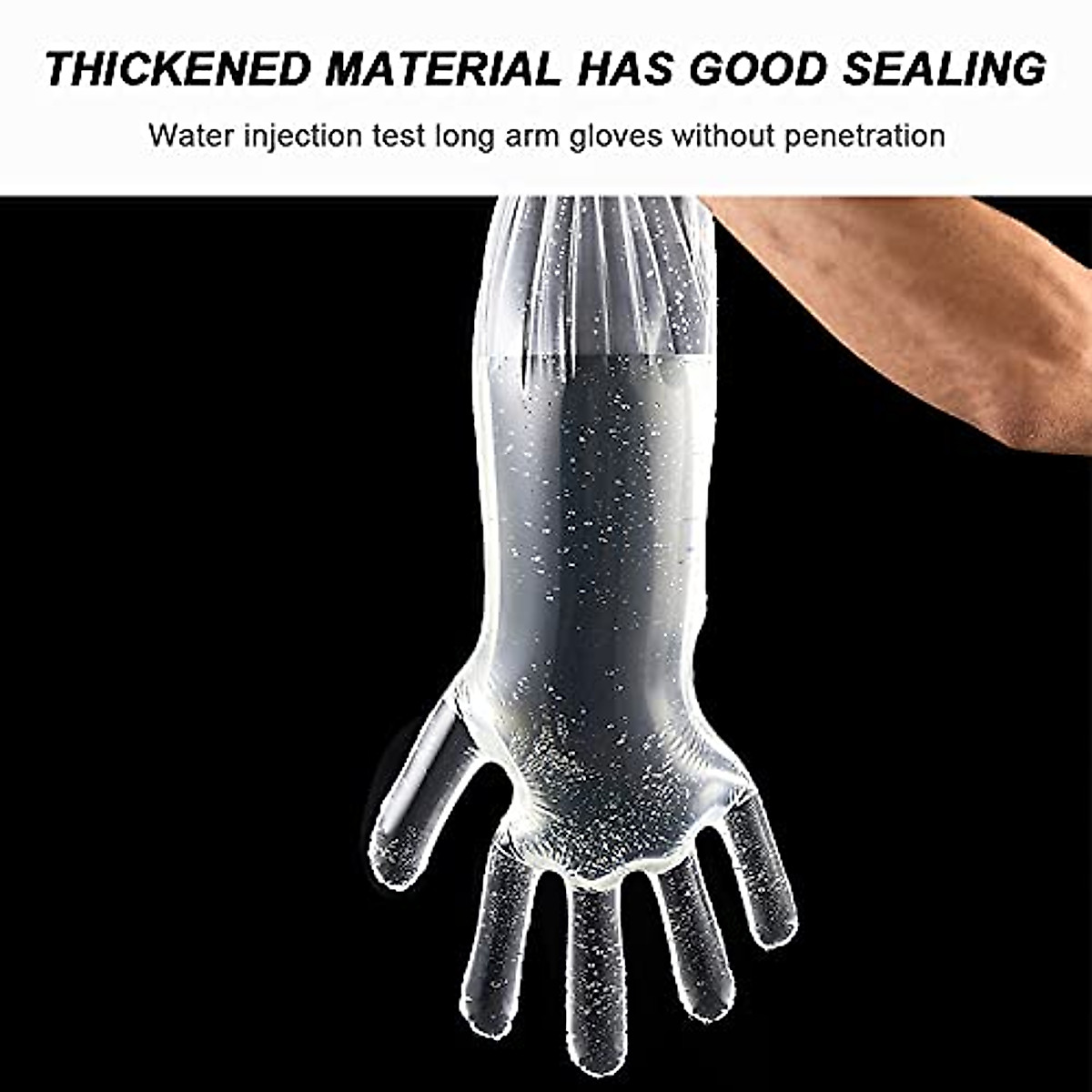 Barafat 50 Pieces Disposable Field Dressing Gloves, Veterinary Insemination Rectal Long Gloves, Extra Long Sleeve Full Arm Gloves, Cow Deer Palpation Gutting Gloves (Transparent)