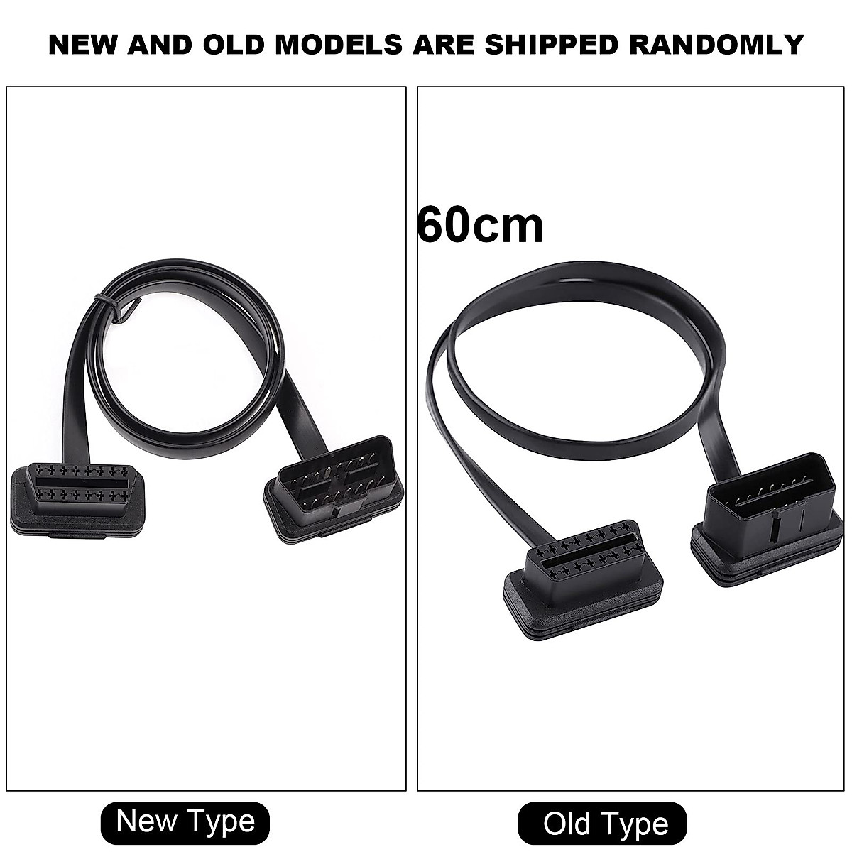 Yosoo Health Gear OBD2 Cable Adapter, OBD2 Extension Cable Car Auto OBD2 Flat Diagnostic Cable 16 Pin Male to Female Flat Two Pin Connector Diagnostic Adapter(60CM)