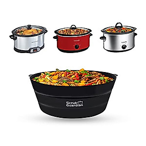 Scrub Guardian - Premium 7/8 QT Oval Silicone Slow Cooker Liners for Crock Pot - Non-Stick, Reusable, Food-grade & BPA Free Silicone, Dishwasher Safe- Fits Large Crock pot 7/8 Quarts - Collapsible Crock Pot Liner for Easy Storage
