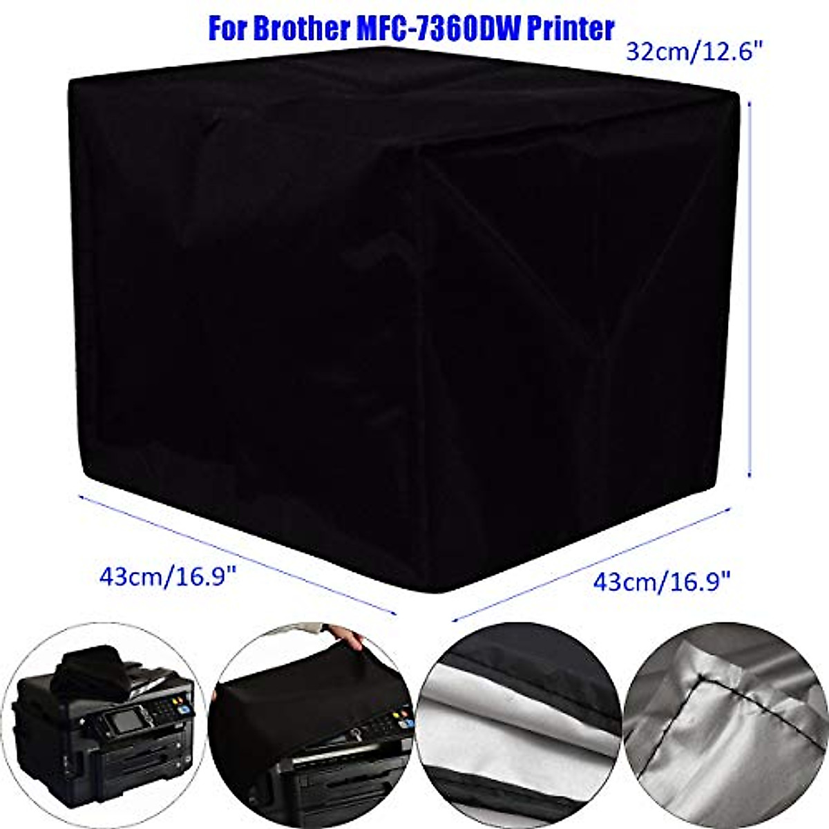 LKXHarleya Printer Dust Cover for Brother MFC-7360DW Printer - Waterproof Antistatic Heavy Duty Fabric Printer Cover Protector, 16.9" x 16.9" x 12.6"