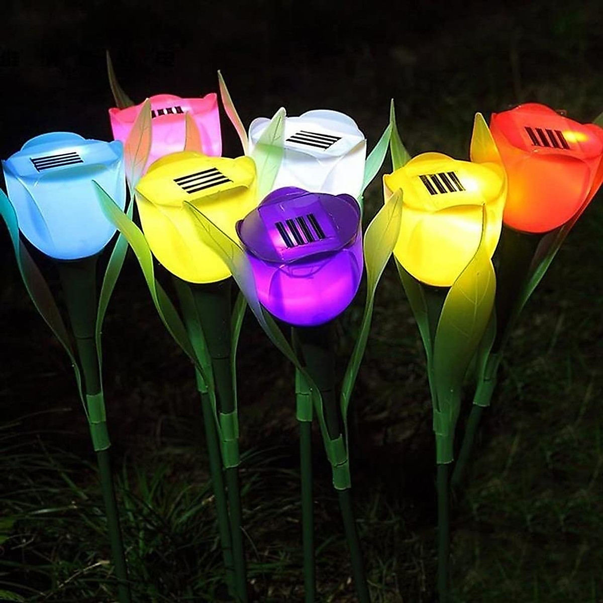 UWEL 6 Pcs Solar LED Light Outdoor Waterproof Multicolor Solar Flower Tulip Light Bulb for Home Garden Yard Lawn Landscape Night Lamp
