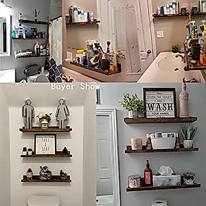 Giftgarden 24 Inch Floating Shelves Wall Mounted Set of 3, Rustic Large Wall Shelves Picture Ledge Shelf for Bedroom Living Room Bathroom Kitchen, 3 Different Sizes
