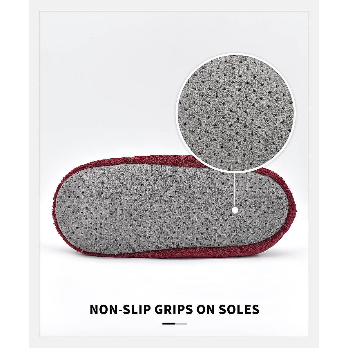 DICUIRD Womens Cozy&Warm Soft Sole Slipper Socks with Grippers-Fuzzy Fleece Lined House Slippers with Non-skid Bottoms (Wine Owl, 8-10)