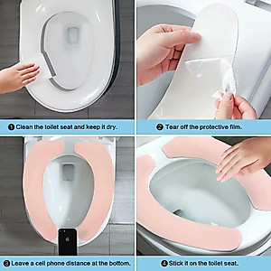 FACOYONG Bathroom Upgraded Warmer Toilet Seat Cover Pads 4 Pack, Portable Washable and Reusable Toilet Seat Cushion Pad