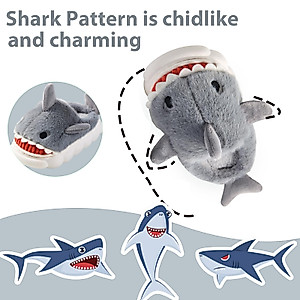 Fiedaz Boys Girls Shark Slippers Kids House Cute Slippers for Toddler Plush Warm Slippers Non-Slip Indoor bedroom Winter Shoes Half Heel Grey 1-1.5 Big kids EU 32-33