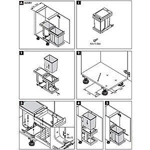 Hafele Solo 502.43.300 (New Version) Pull-Out Trash Can with Lid Hailo Easy Cargo 20 Liters (5.28 gal), Capacity 21 qts