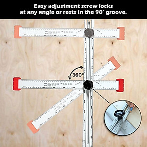 Kapro - 317 Adjustable Drywall T-Square Tool + 257 Pencil Bundle - 48 Inch - for Layout and Marking - Features Sliding Head and Dual Directional Printed Scale - Aluminum
