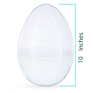 Set of 2 Giant Transparent Jumbo Size Clear Plastic Easter Eggs 10 Inches